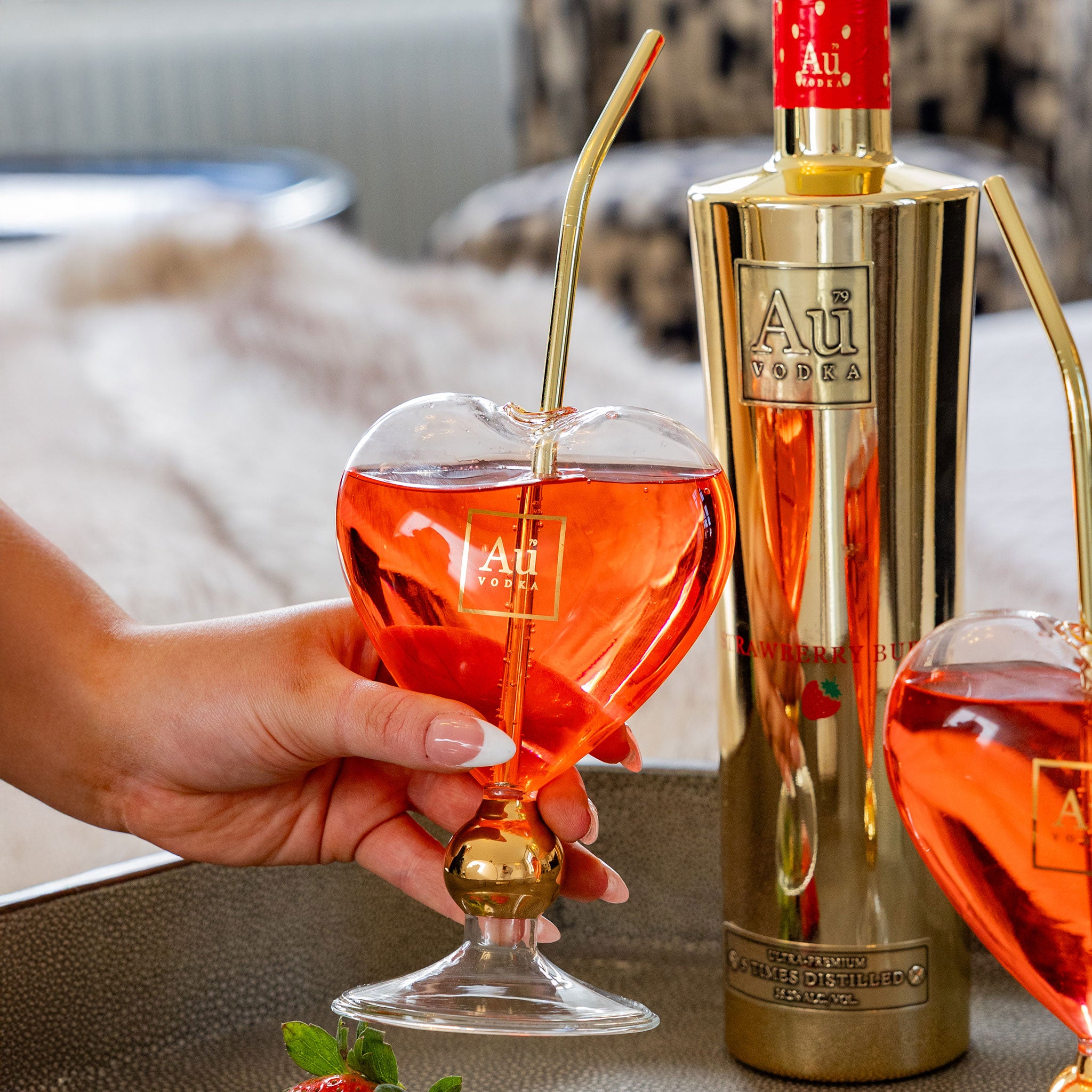 Strawberry Burst Vodka & Heart Glass. - Au Vodka USA – Au Vodka USA LLC
